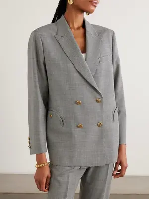 BLAZÉ MILANO Houndstooth Double-breasted Blazer - Gray