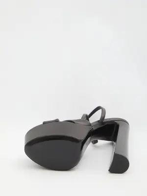 Saint Laurent Platform Sandals With Cassandre Charm - Brown