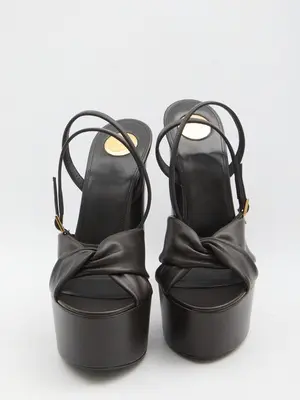 Saint Laurent Platform Sandals With Cassandre Charm - Brown