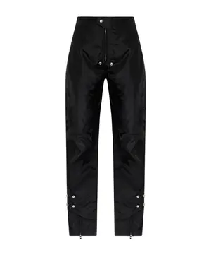 Rick Owens High-waisted Moto Pants With Buckled Hem - Black