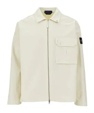 Stone Island Zipped Denim Overshirt - Beige