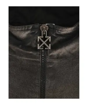 Off-White Logo Embroidered Zip-up Jacket - Black