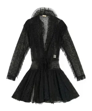 Alaïa Long Sleeve Lace Dress - Black