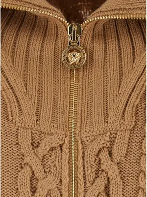 Versace Zip-up Knitted Cardigan - Brown