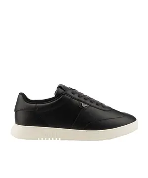 Emporio Armani Logo Plaque Leather Lace-up Sneakers