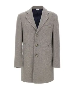 MANUEL RITZ Herringbone Single-breasted Coat - Grey