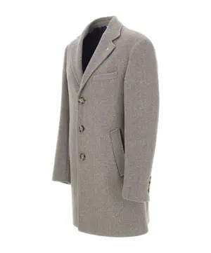 MANUEL RITZ Herringbone Single-breasted Coat - Grey