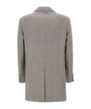 MANUEL RITZ Herringbone Single-breasted Coat - Grey