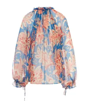 Etro Floral Printed Ruffled-trim Blouse