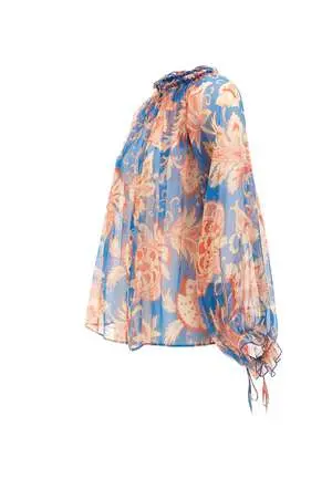 Etro Floral Printed Ruffled-trim Blouse