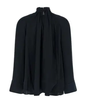 ROTATE BY BIRGER CHRISTENSEN Logo Charm Bow Blouse - Black