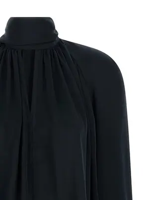 ROTATE BY BIRGER CHRISTENSEN Logo Charm Bow Blouse - Black