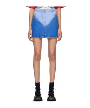 PUSHBUTTON Button Down Gradient Denim Mini Skirt
