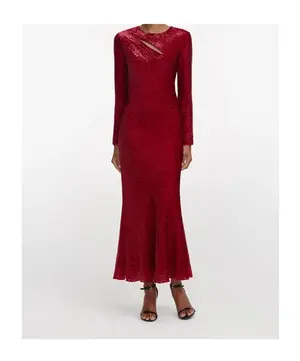 SELF-PORTRAIT Lurex-detail Silk Long Sleeve Dress