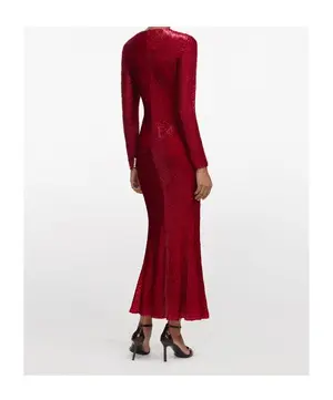 SELF-PORTRAIT Lurex-detail Silk Long Sleeve Dress
