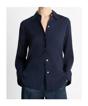 Vince Long-sleeved Button-front Shirt - Blue