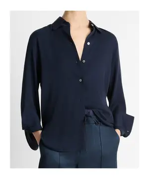 Vince Long-sleeved Button-front Shirt - Blue