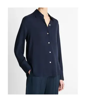 Vince Long-sleeved Button-front Shirt - Blue