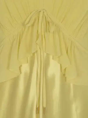 Alberta Ferretti Shiny Satin Long Cape Dress - Yellow