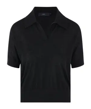 Arch4 V-neck Knit Polo Shirt - Black