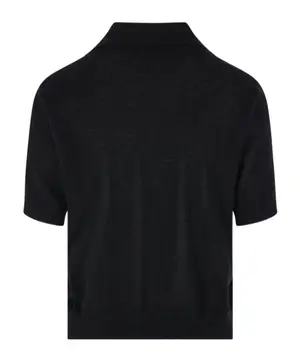 Arch4 V-neck Knit Polo Shirt - Black
