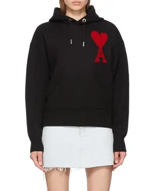 AMI Paris De Coeur Virgin Wool Hoodie