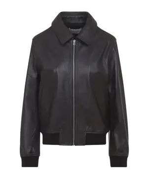 YVES SALOMON Long-sleeved Leather Zip-up Jacket - Black
