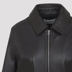 YVES SALOMON Long-sleeved Leather Zip-up Jacket - Black
