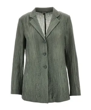 Emporio Armani Crinkled Single-breasted Blazer - Gray