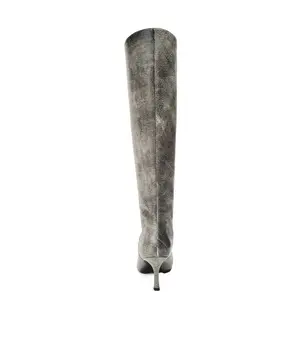 Alexander Wang Black Crackle Leather Vera Boot - Gray