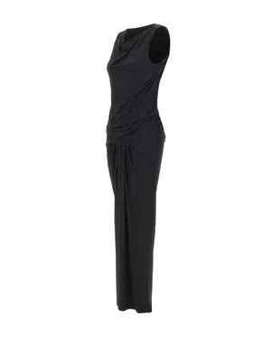 ENTIRE STUDIOS Sleeveless Draped Maxi Dress - Black