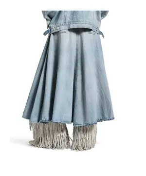 Balenciaga Godet Denim Maxi Skirt - Light Blue
