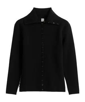TOTEME Buttoned High-neck Knitted Cardigan - Black