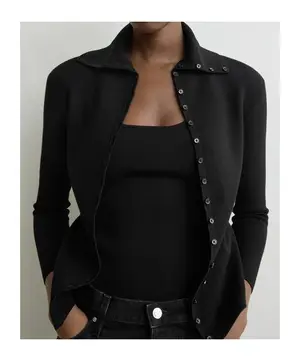 TOTEME Buttoned High-neck Knitted Cardigan - Black