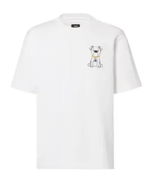 Fendi Dog Embroidered Crewneck T-shirt