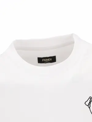 Fendi Dog Embroidered Crewneck T-shirt