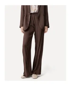 FORTE_FORTE Elasticated Side-slit Trousers - Chocolat