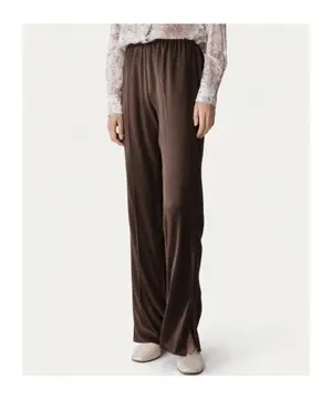 FORTE_FORTE Elasticated Side-slit Trousers - Chocolat