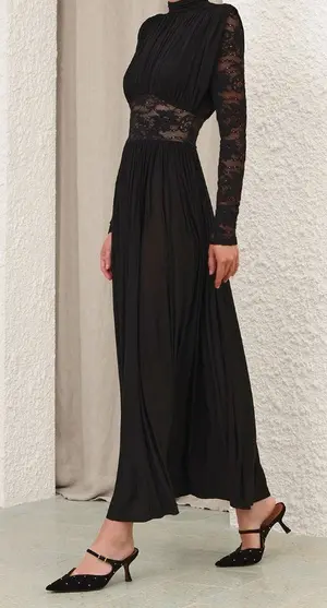 Zimmermann Rebellion Lace Insert Maxi Dress - Black
