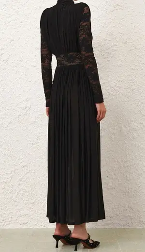 Zimmermann Rebellion Lace Insert Maxi Dress - Black