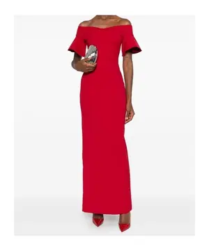 Solace Cielo Maxi Dress With Ruffled Sleeves - Red