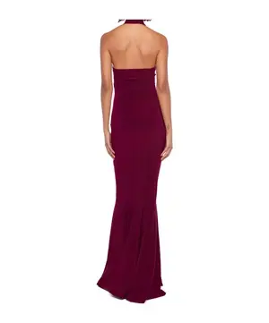 Norma Kamali Halterneck Fitted Long Dress - Plum