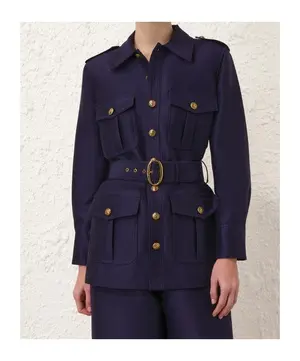 Zimmermann Hypnotic Utility Jacket With Buckle Belt - Ink