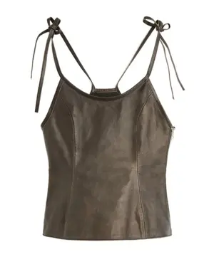 Our Legacy Tie-strap Leather Corset Top - Phantom