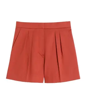 Max Mara Tabacco Pleated Shorts - Red