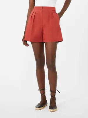 Max Mara Tabacco Pleated Shorts - Red