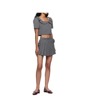 PUSHBUTTON Ruffled Collar Cropped Top