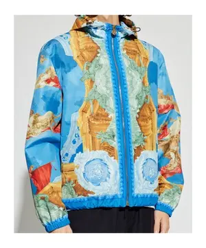 Versace Pattern-printed Hooded Jacket - Blue