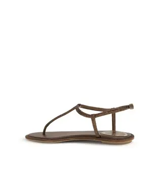 Rene Caovilla Embellished Thong Sandals With Adjustable Clasp - Brown