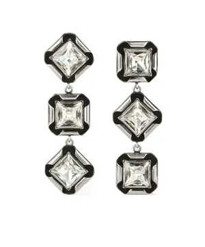 Givenchy Deconstructed Crystal Drop Earrings - Ancient Silver